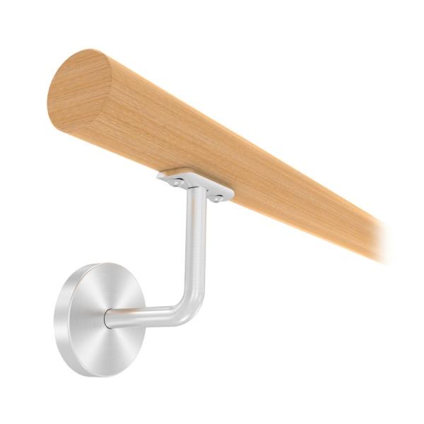 KP-41121 - nerezové zábradlí na stěnu, bukové madlo pr. 42 mm, kulaté ...