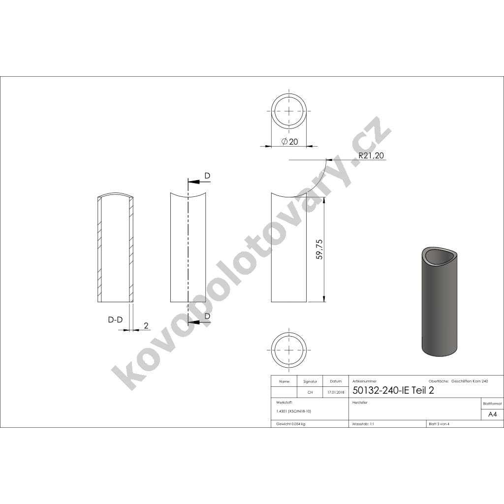 Nerezová kotvící příruba zábradlí 50132-240-IE pro pr.42,4 mm boční ...
